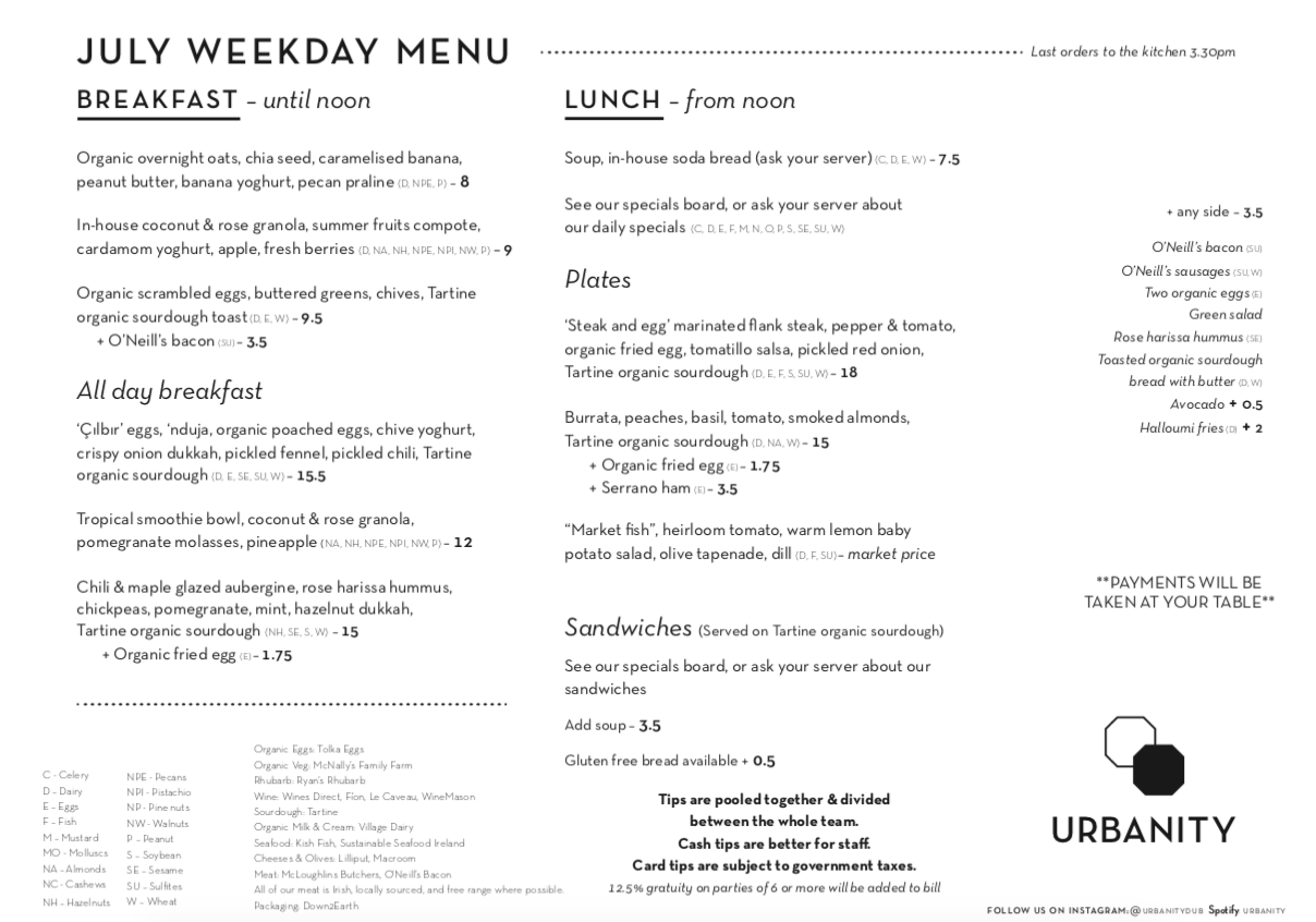 Menu – Urbanity